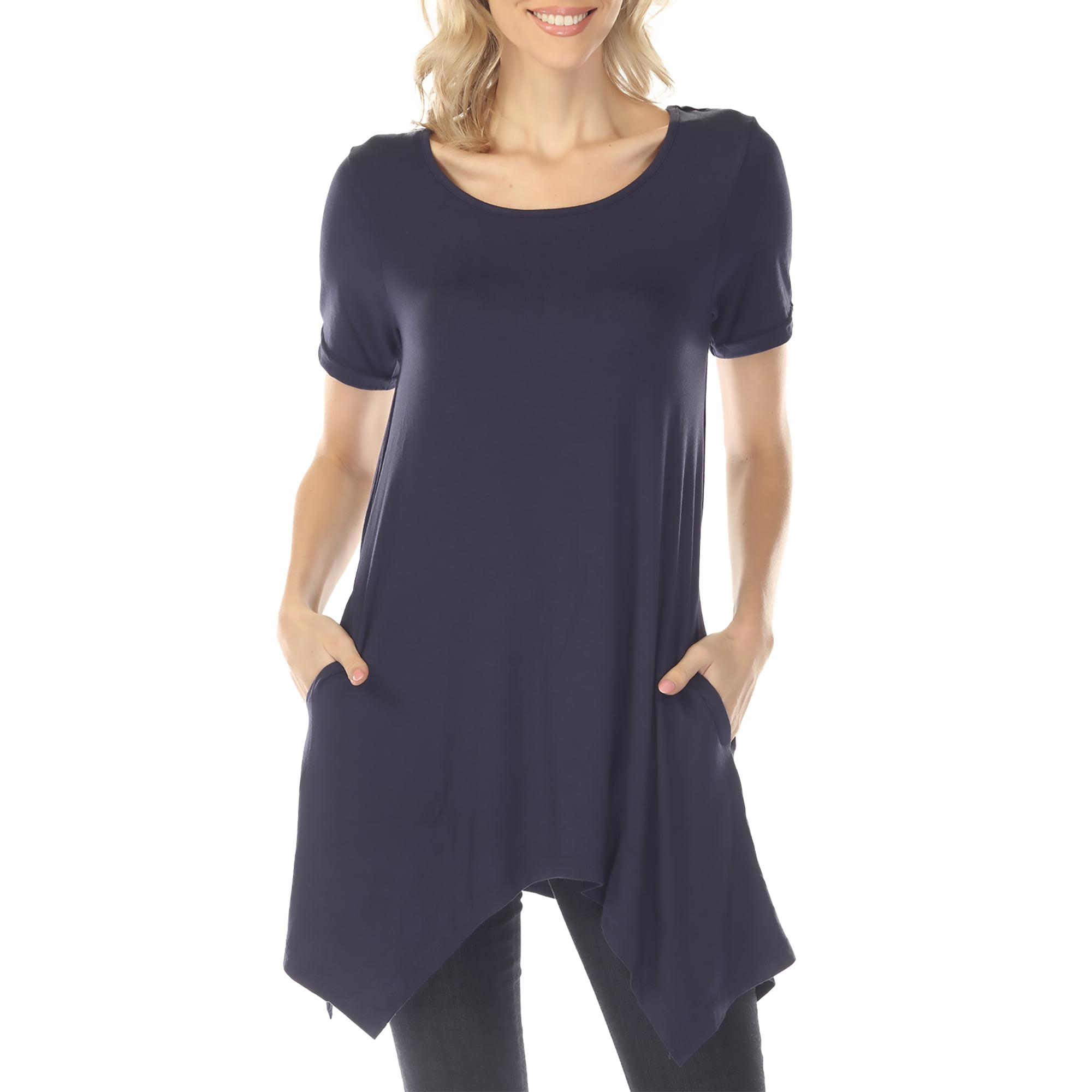 White Mark Short Sleeve Swing Tunic Top, Women's, S-XL - Walmart ...