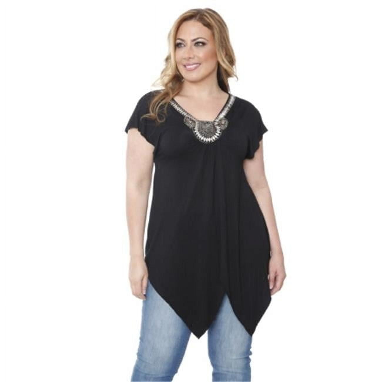 White Mark Universal PS1288-02-1XL Plus Size Grace Embellished Top ...