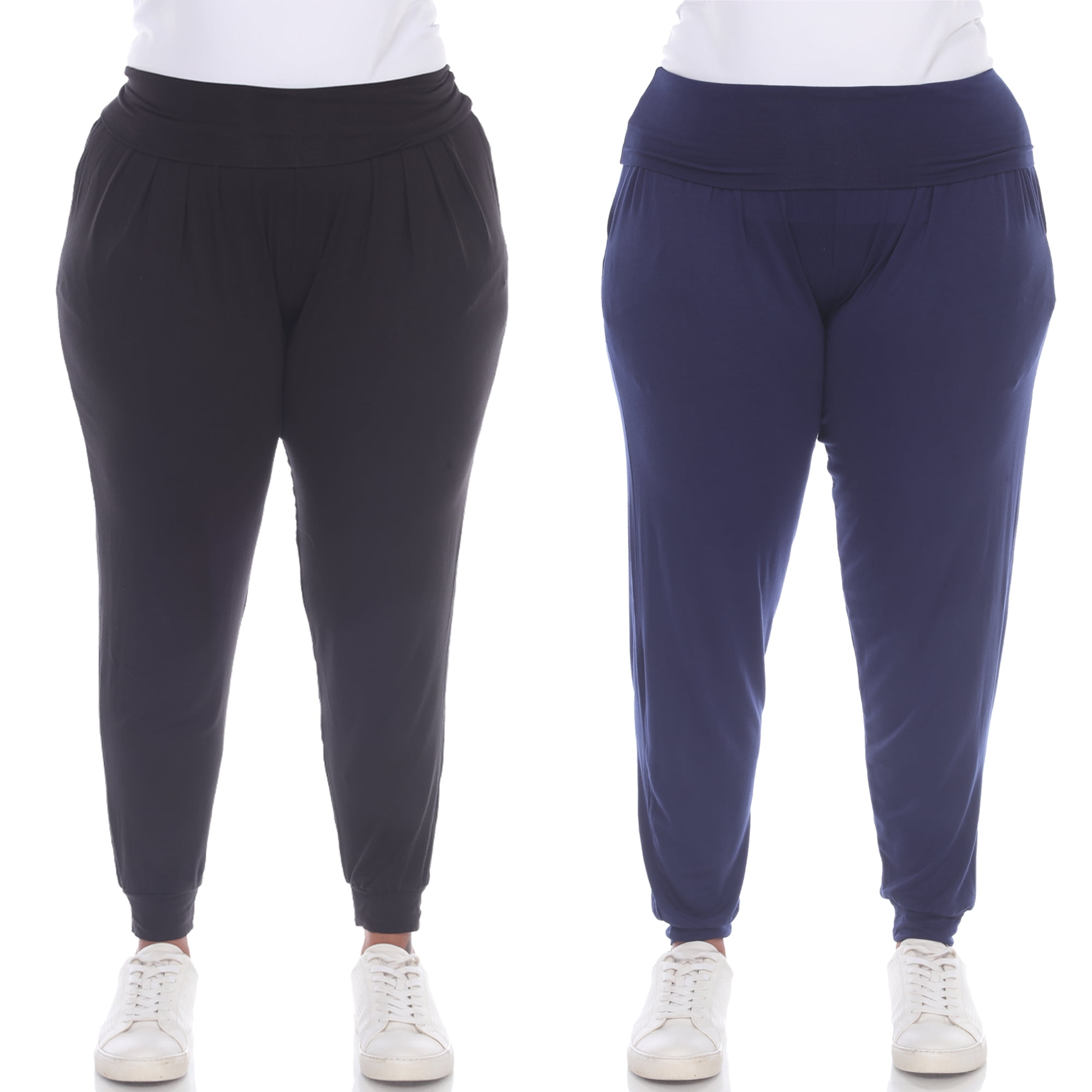 White Mark Women's 2-Pack High Waist Harem Pants - Walmart.com