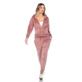 White Mark Women's 2 Piece Rhinestone Velour Tracksuit Set - Walmart.com