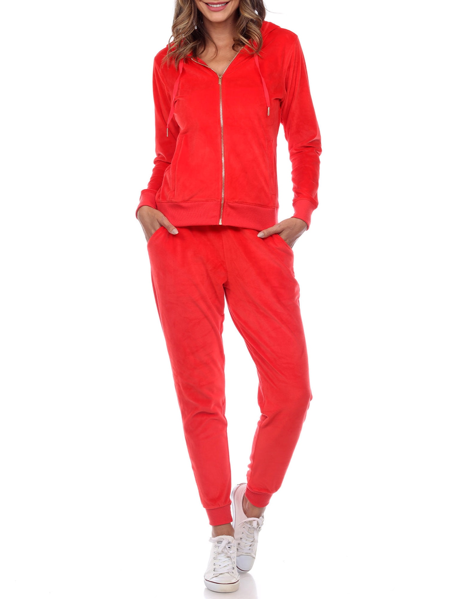 White Mark Women's 2 Piece Velour Tracksuit Set - Walmart.com