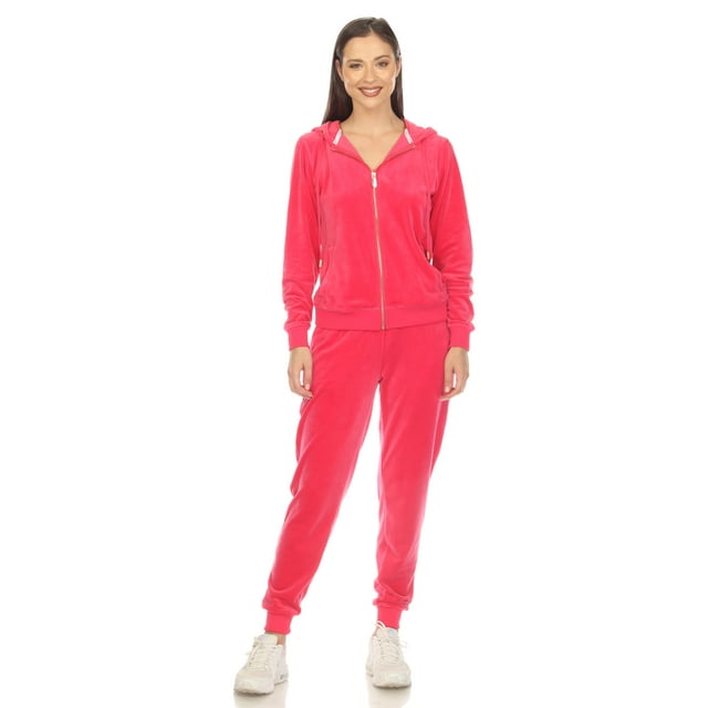 White Mark Women's 2 Piece Velour Tracksuit Set - Walmart.com