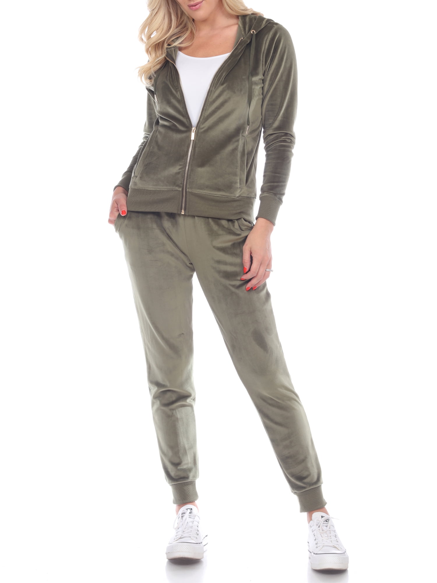 White Mark Women's 2 Piece Velour Tracksuit Set - Walmart.com