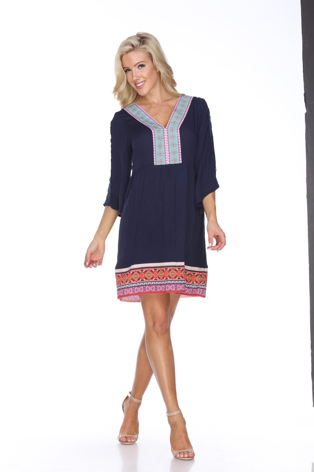 White Mark Women's Embroidered Tunic Dress - Walmart.com
