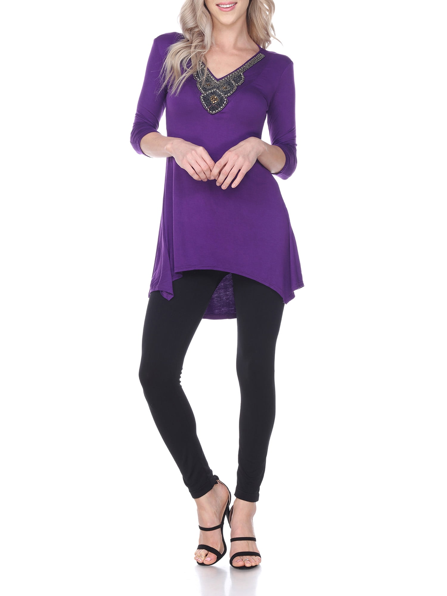 White Mark Women's Glimmering Embellished Tunic - Walmart.com