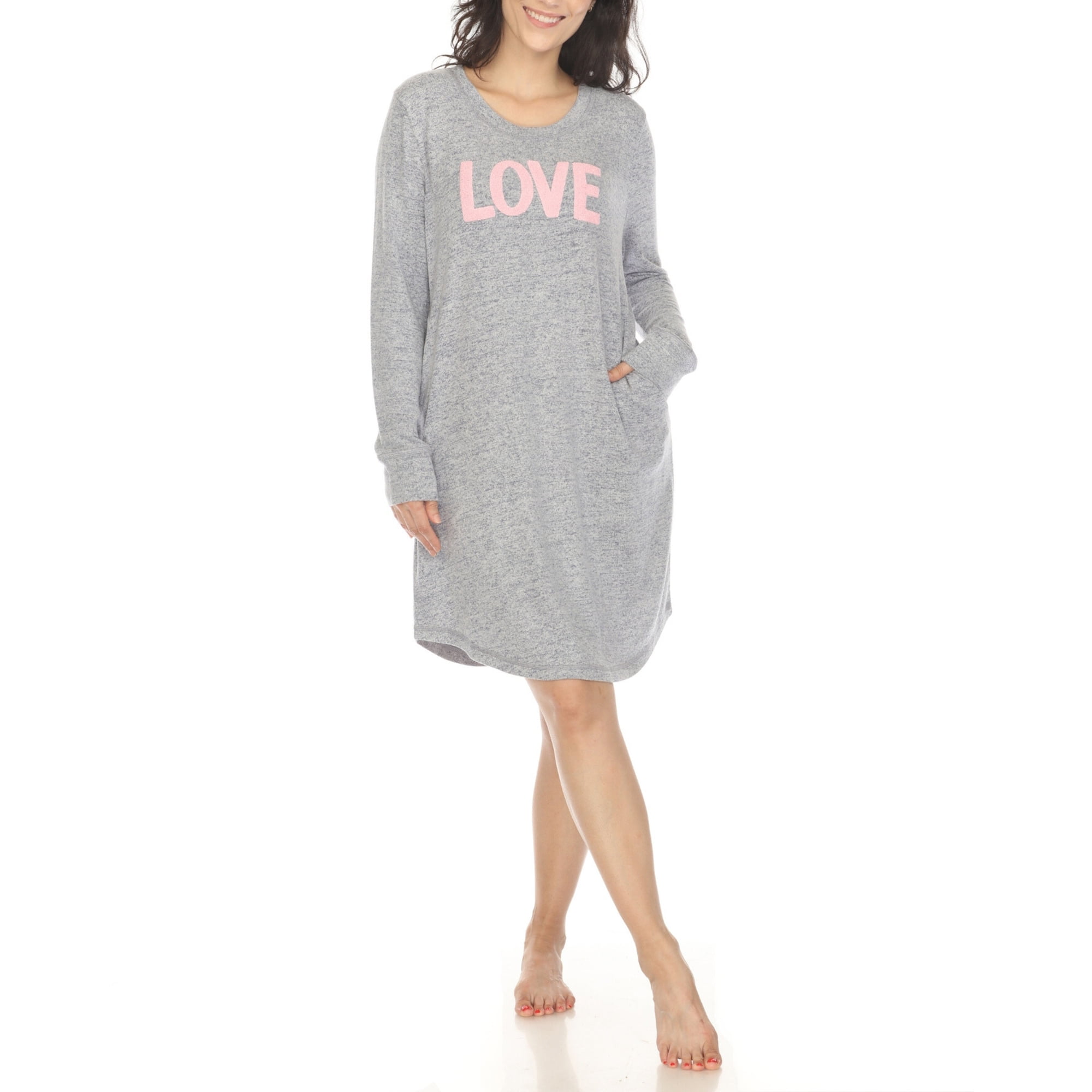 White Mark Women's Long Sleeve Sleepshirt - Walmart.com