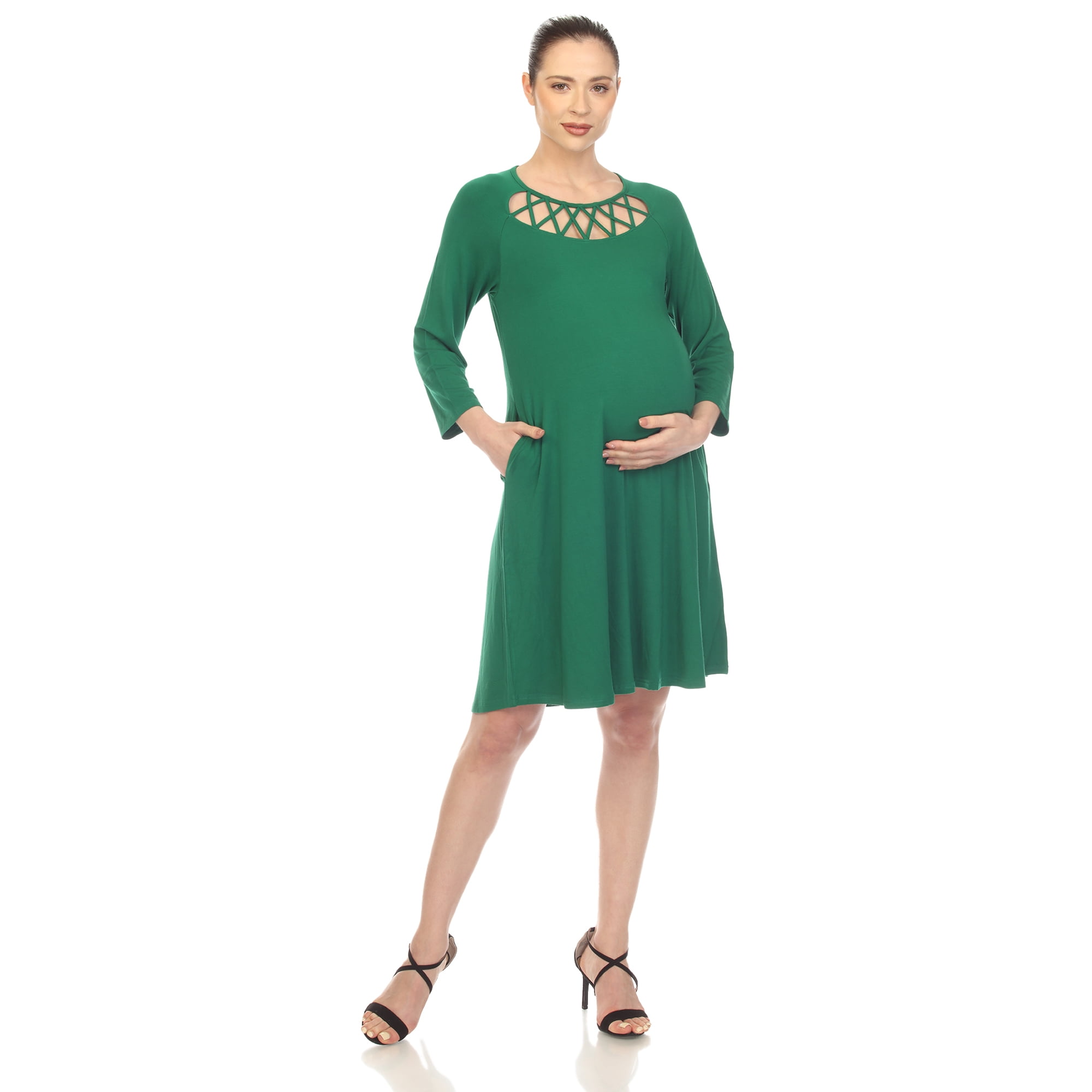 White Mark Women's Maternity Cross Neckline Swing Dress - Walmart.com
