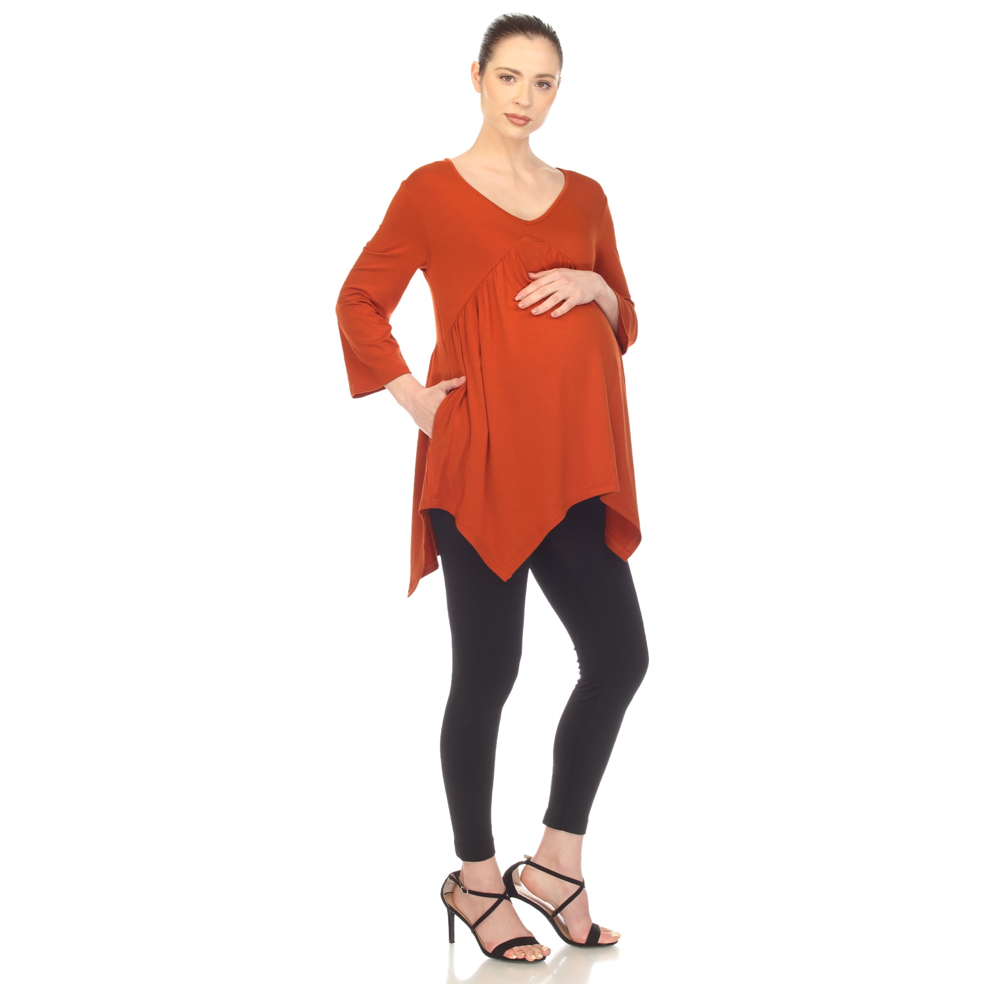 White Mark Women's Maternity Empire Waist V-Neck Tunic Top - Walmart.com