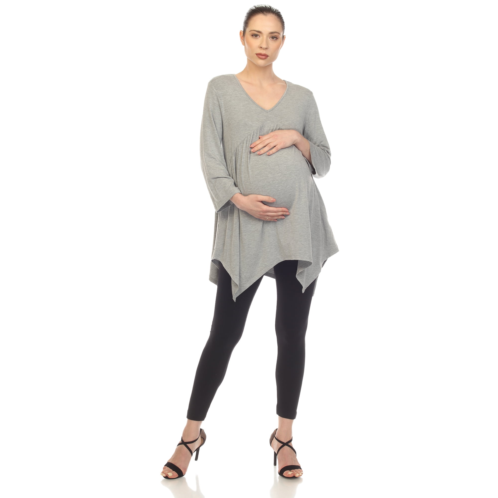 White Mark Women's Maternity Empire Waist V-Neck Tunic Top - Walmart.com