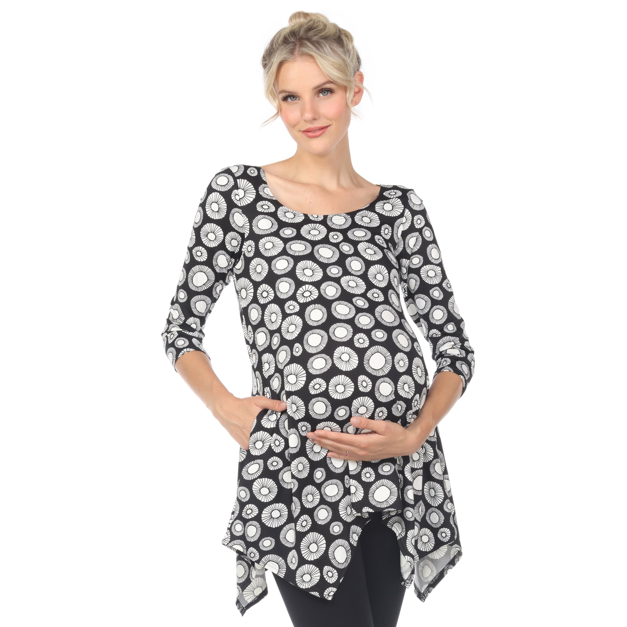 White Mark Women's Maternity Geometric Circle Tunic Top - Walmart.com