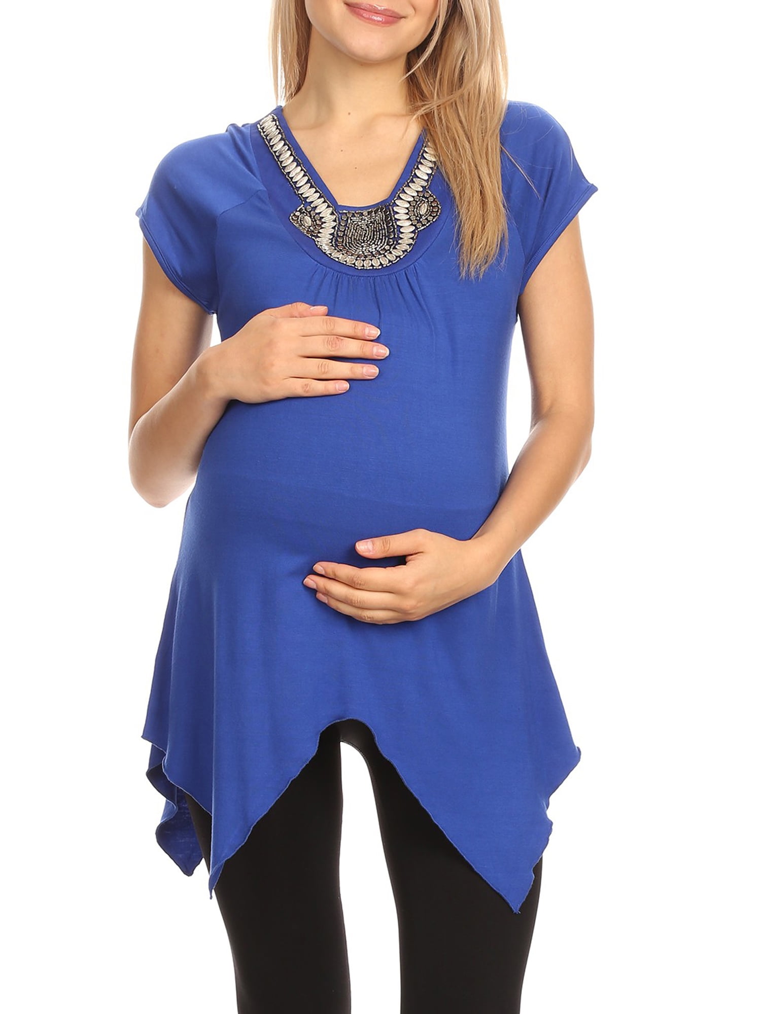 White Mark Women's Maternity Myla Embellished Tunic Top-Available in ...