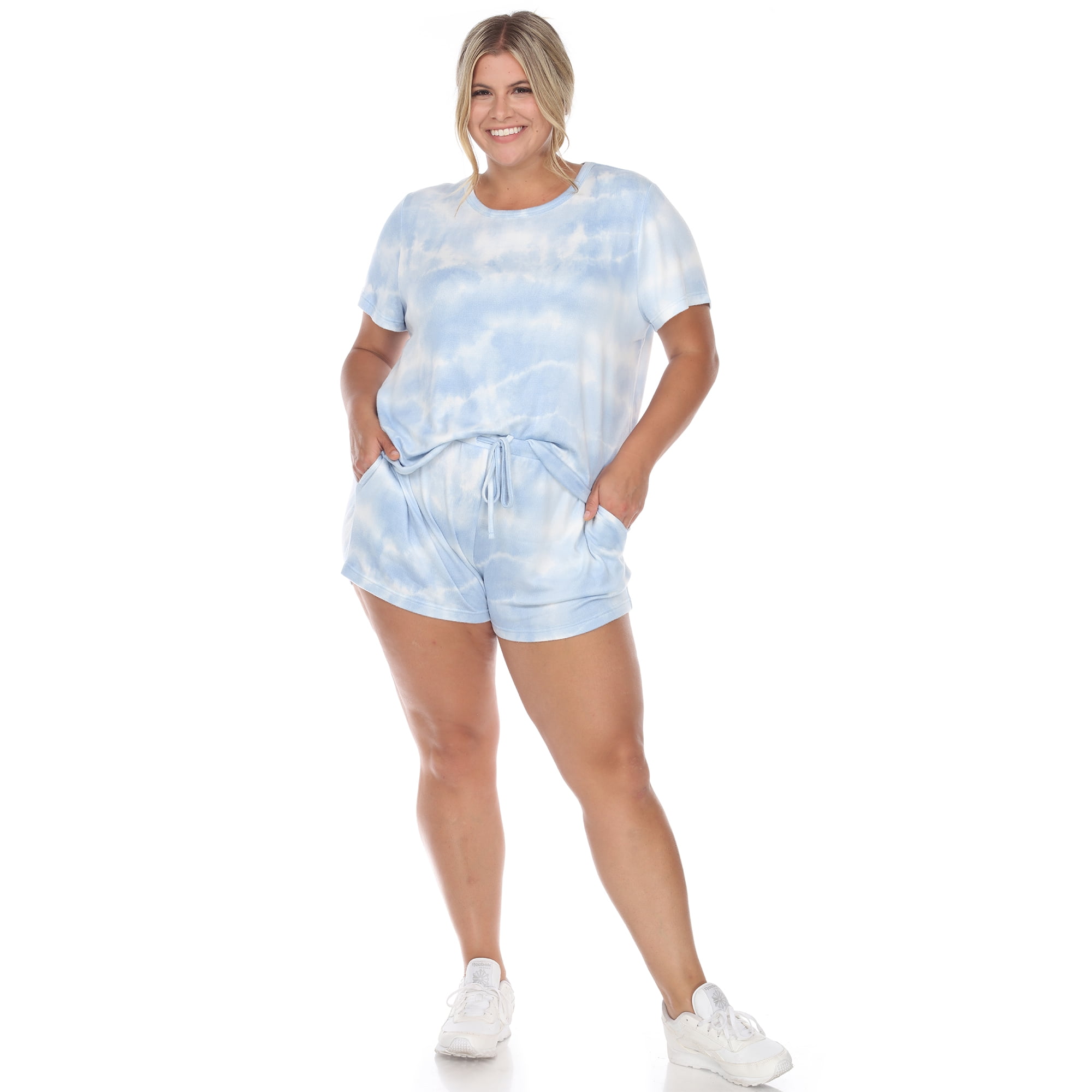 White Mark Women's Plus Size 2 Piece Top & Shorts Lounge Set - Walmart.com