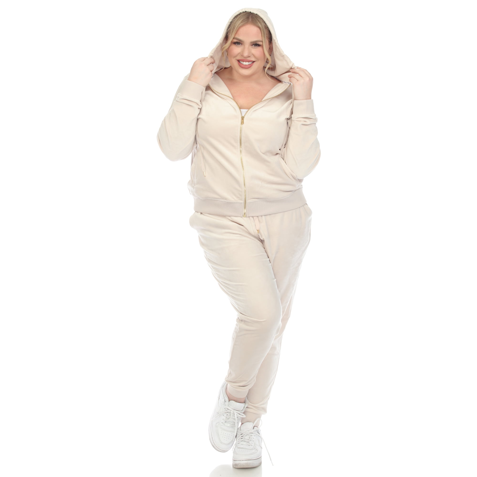 White Mark Women's Plus Size 2 Piece Velour Tracksuit Set - Walmart.com