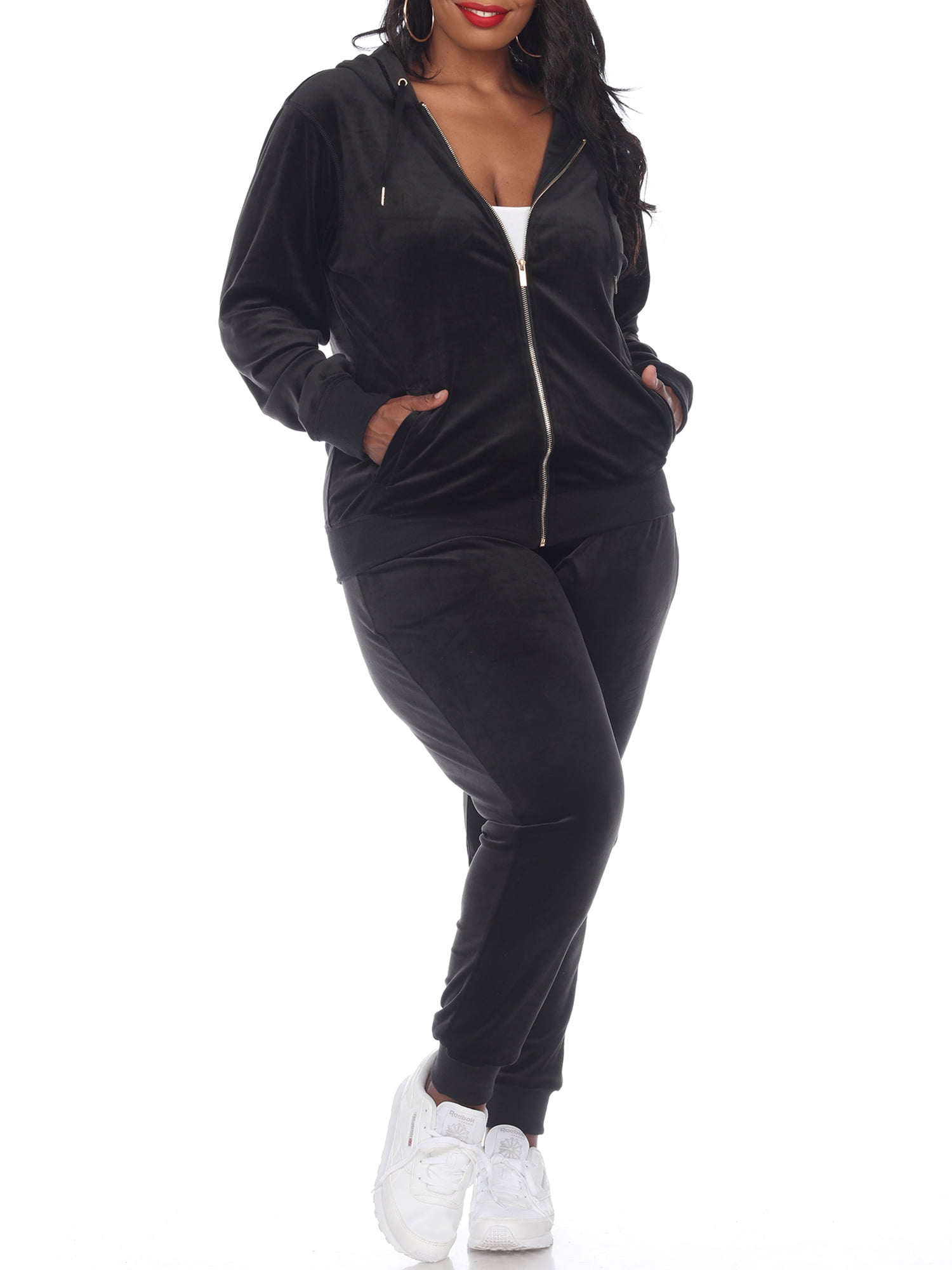 White Mark Women's Plus Size 2 Piece Velour Tracksuit Set - Walmart.com