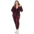White Mark Women's Plus Size Velour Jogging Tracksuit Set, 2 Piece ...