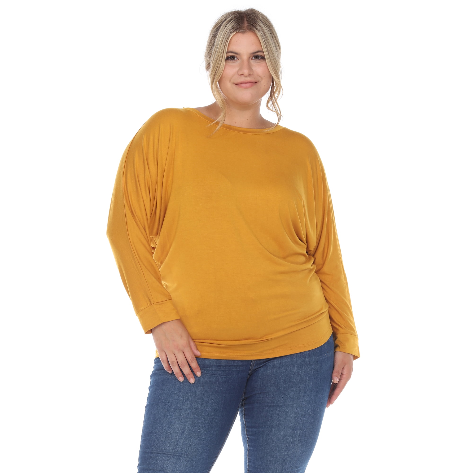 White Mark Women's Plus Size Banded Dolman Top - Walmart.com