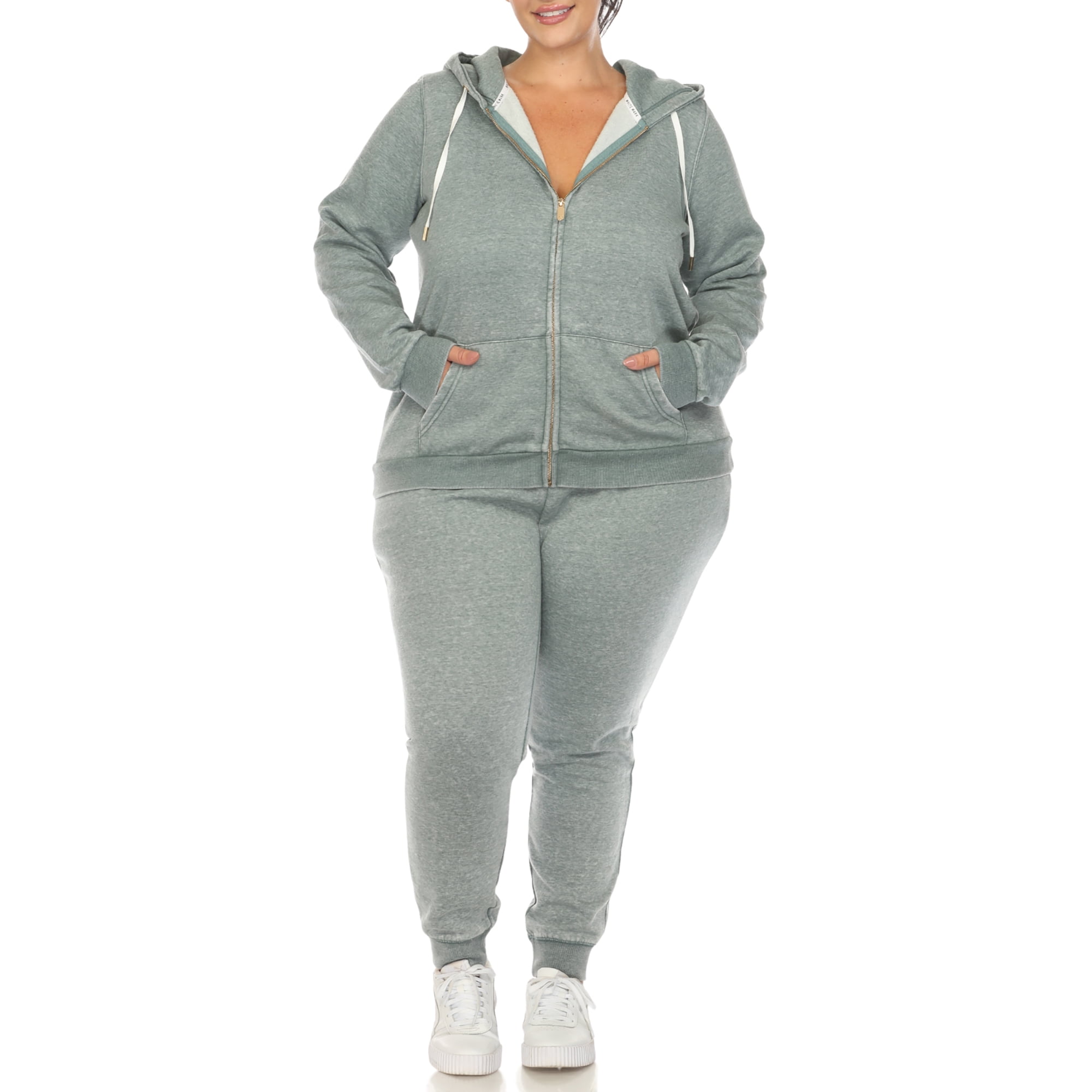 White Mark Women's Plus Size Burnout Jogger Set - Walmart.com