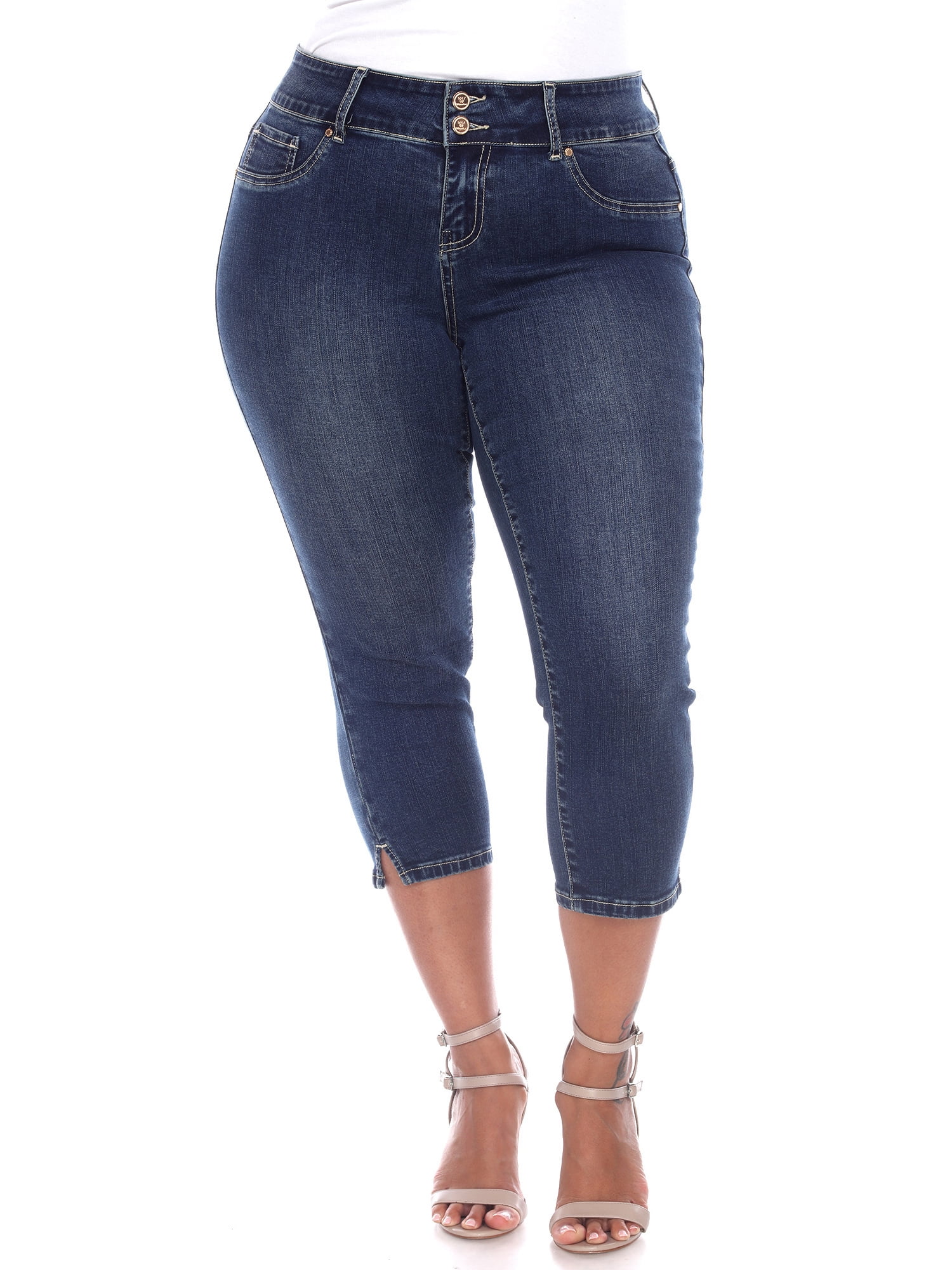 White Mark Women's Plus Size Capri Jeans - Walmart.com
