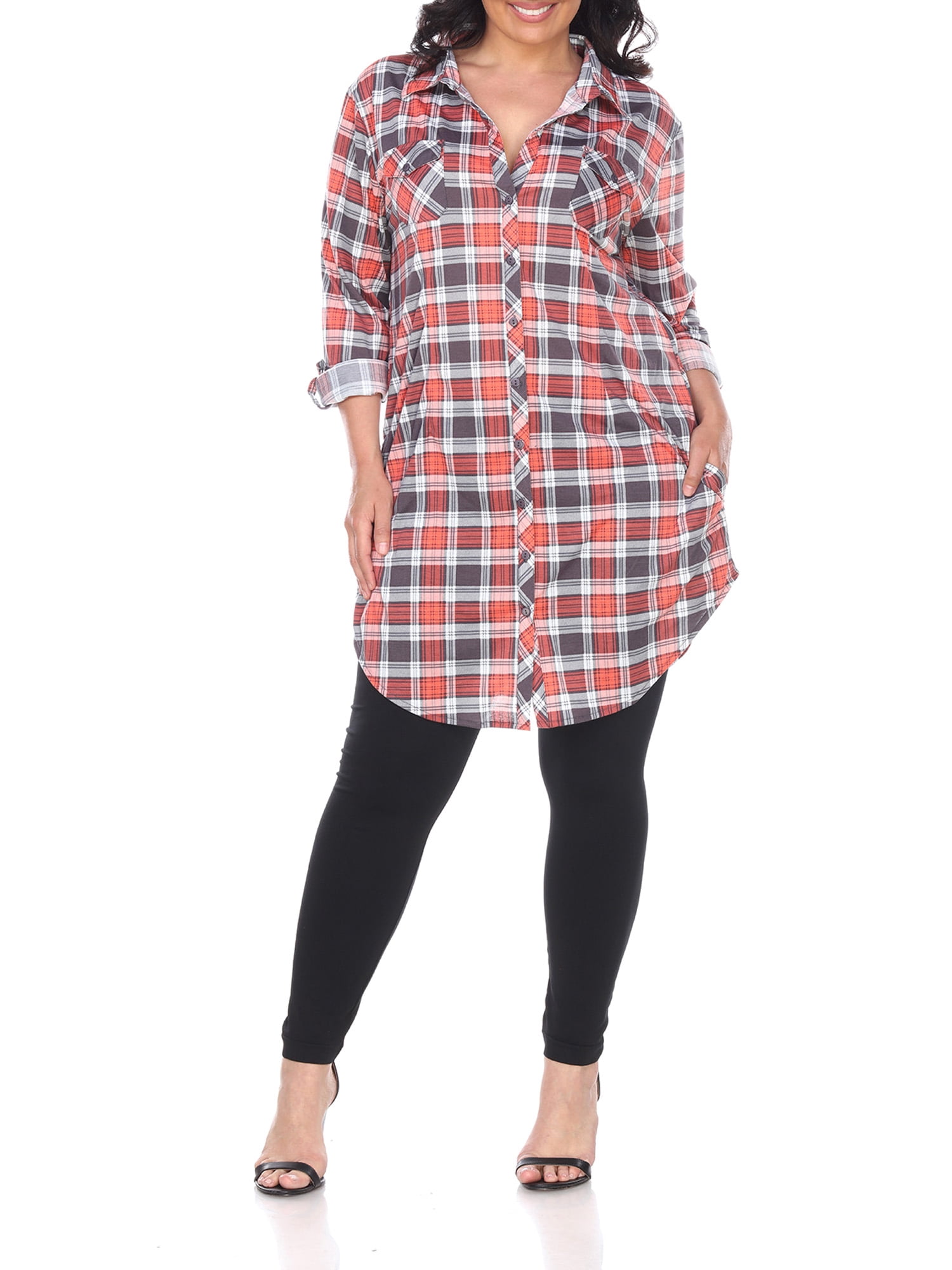 White Mark Women's Plus Size Plaid Tunic Top - Walmart.com