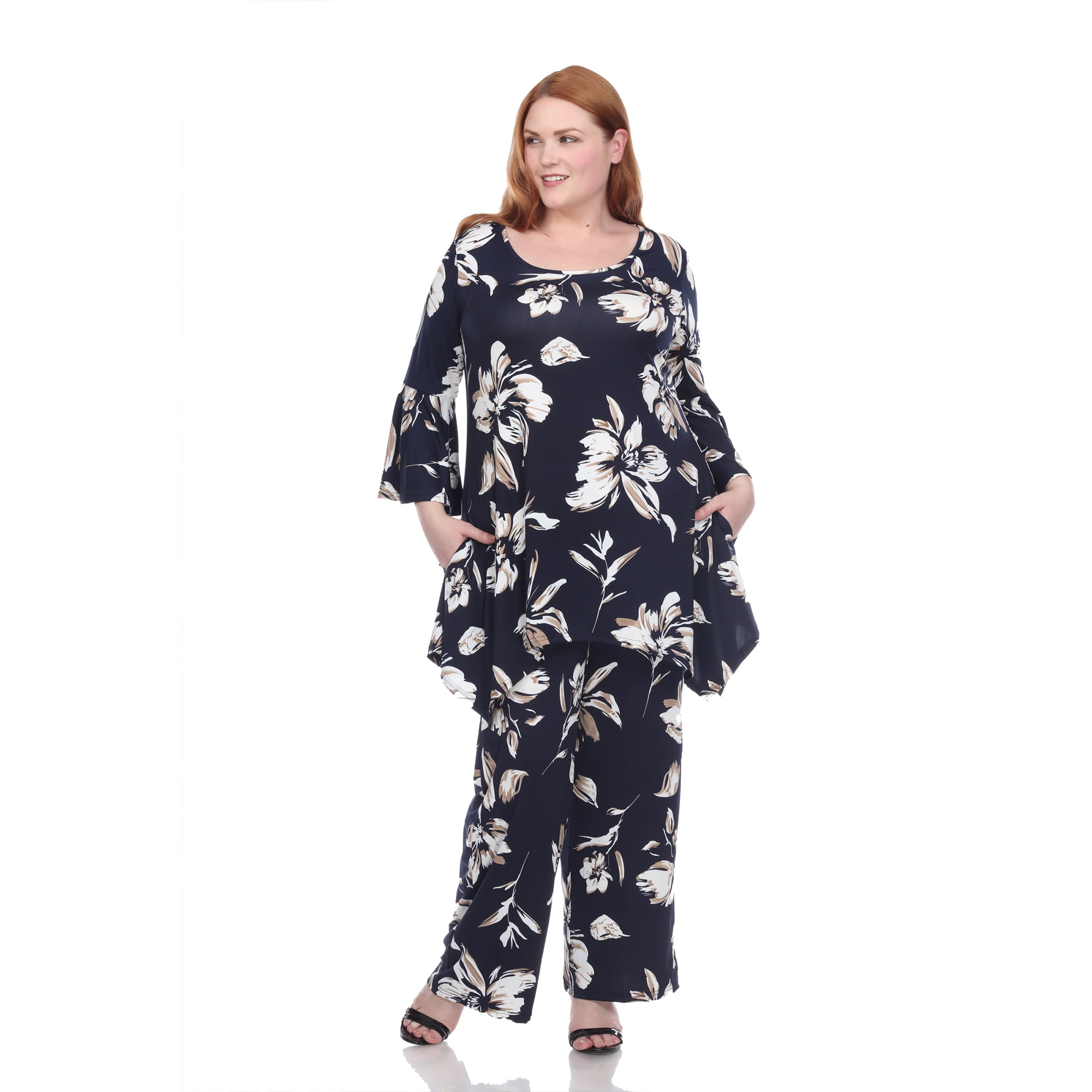 White Mark Women's Plus Size Tunic and Palazzo Pant Set - Walmart.com