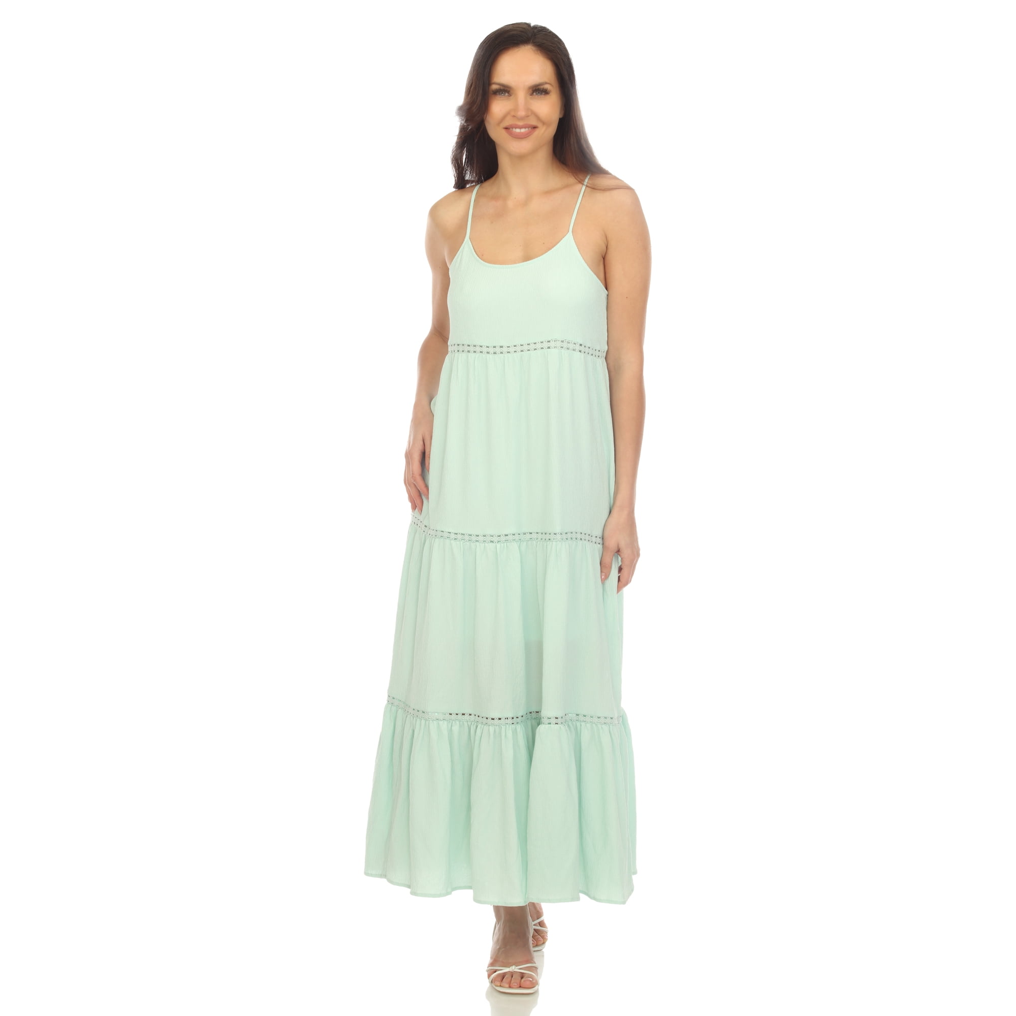 White Mark Women's Scoop Neck Tiered Maxi Dress - Walmart.com
