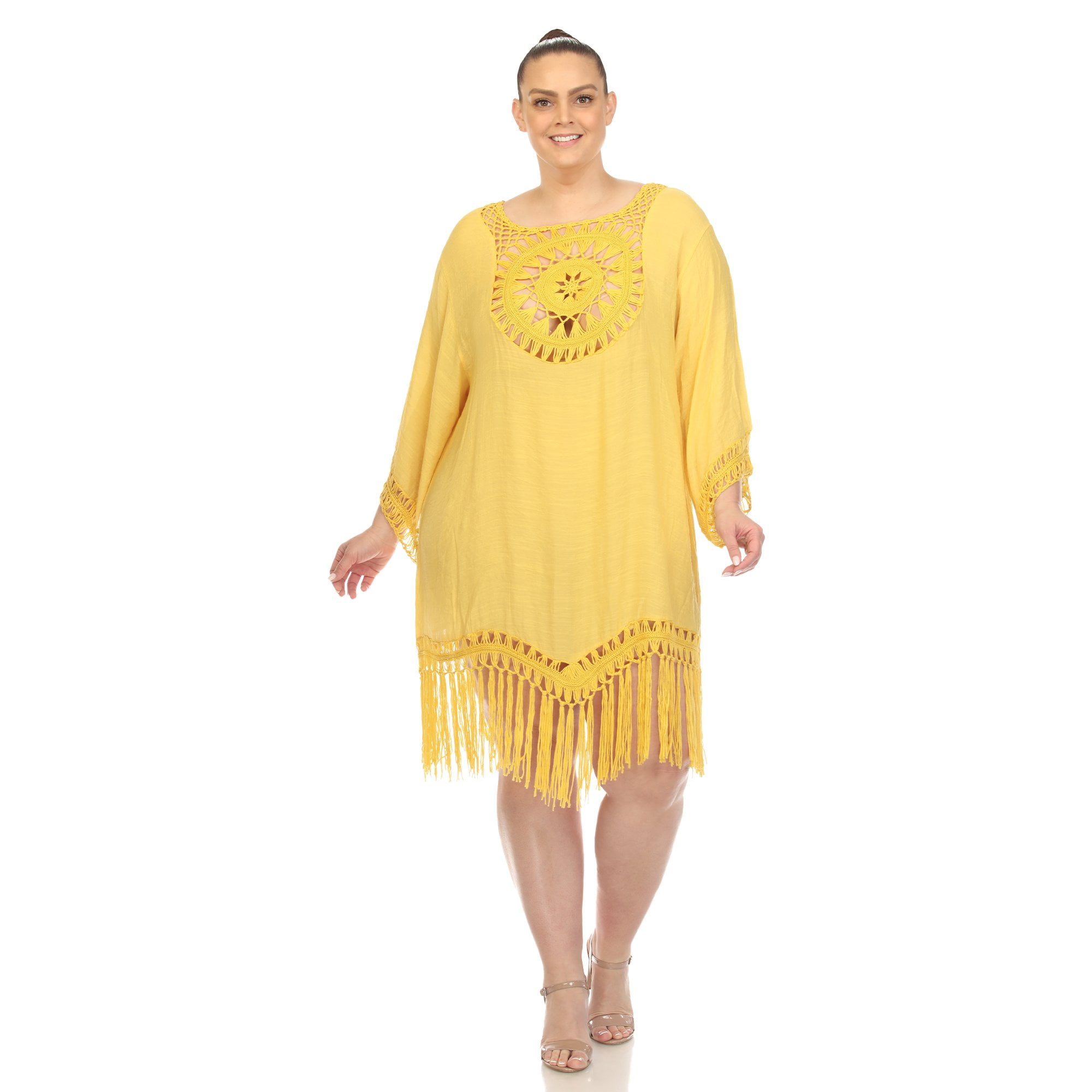 White Mark Women's Sheer Crochet Fringe Cover-Up - Walmart.com
