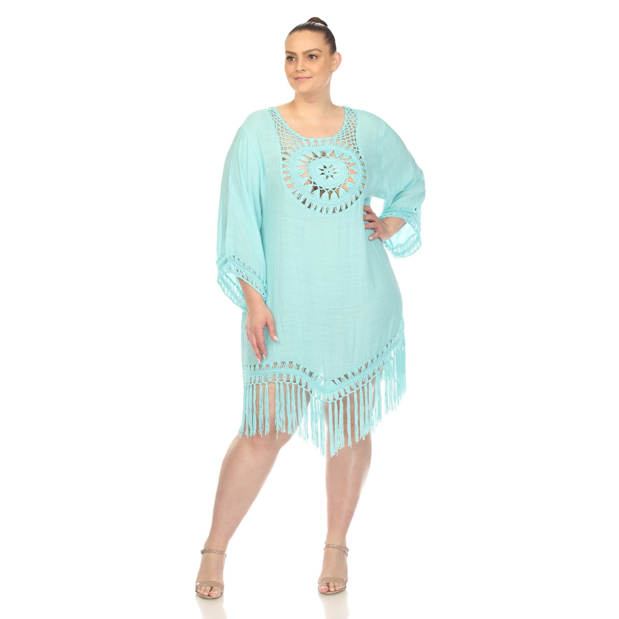 White Mark Women's Sheer Crochet Fringe Cover-Up - Walmart.com