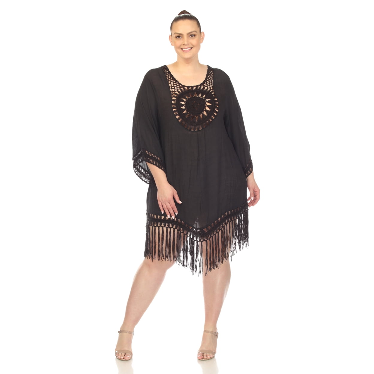 White Mark Women's Sheer Crochet Fringe Cover-Up - Walmart.com