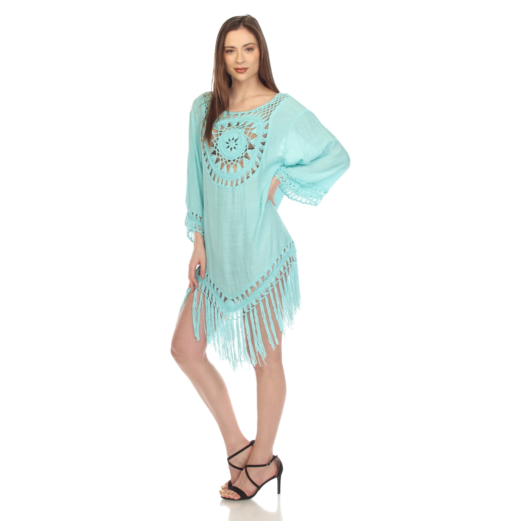 White Mark Women's Sheer Crochet Fringe Cover-Up - Walmart.com