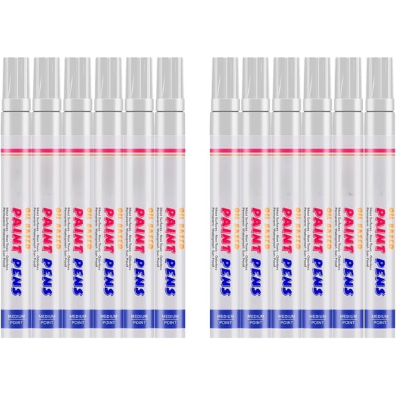 White Markers, 12 Oil-Based Quick Dry Permanent Pen Set for Rocks ...