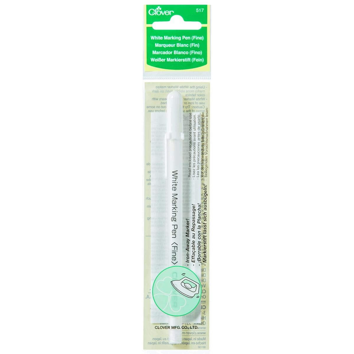 Clover, White Marking Pen, Fine, Suitable for Dark Fabrics, Erasable ...
