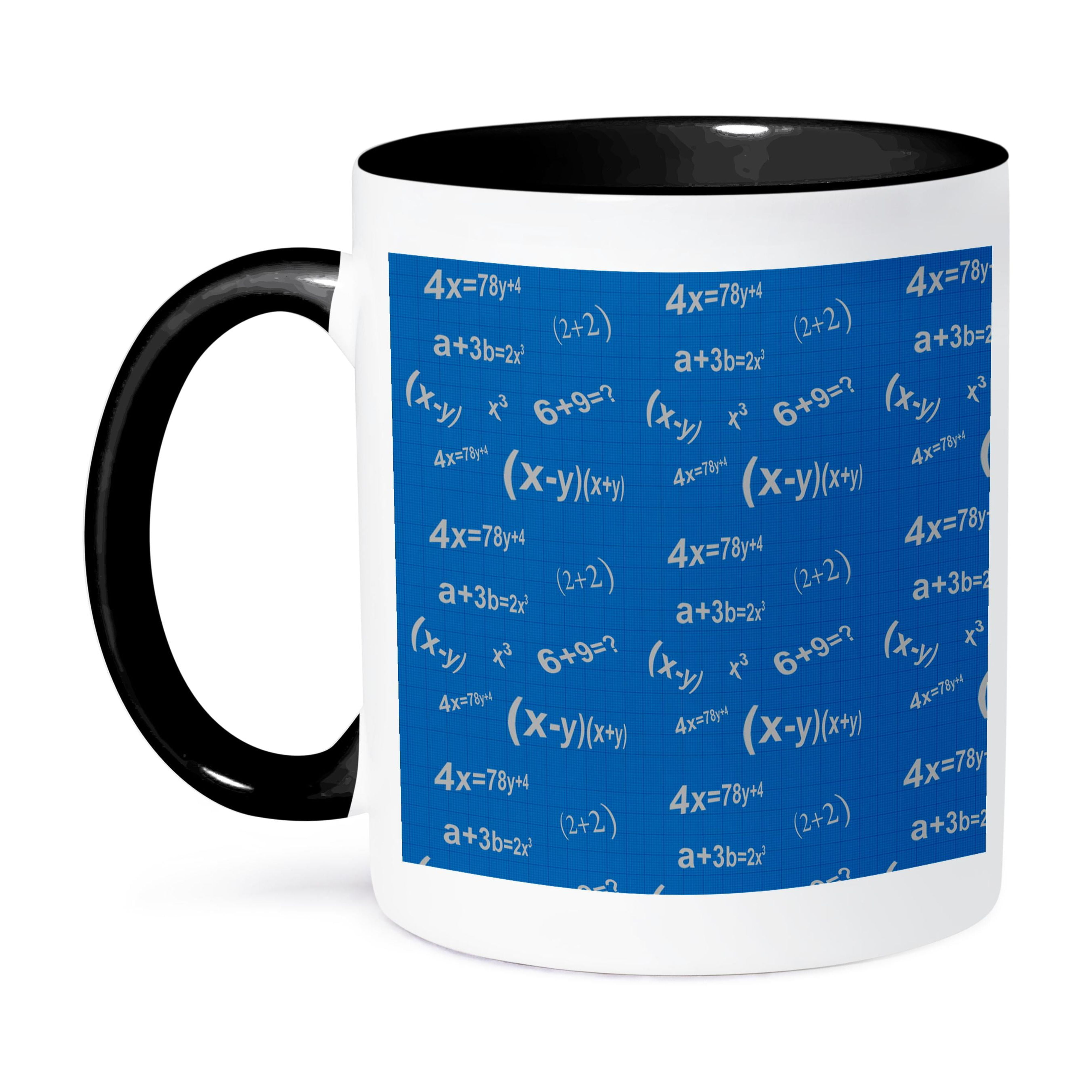 3dRose, White Math Formulas On A Blue Background, 15oz Two-Tone Black ...