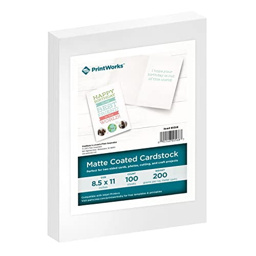 White Matte Cardstock 8.5" x 11" - 100 Sheets - 200 gsm Paper/110 lb ...
