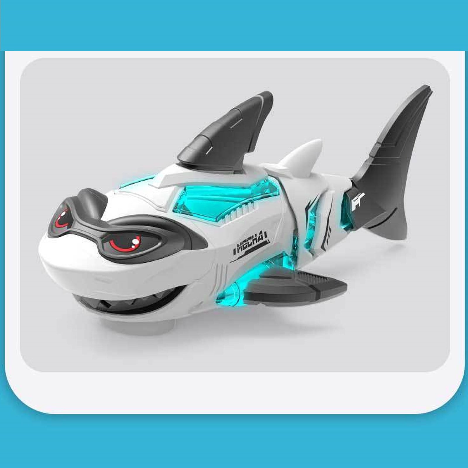 White Mechanical Shark Toy with Lights and Music, Interactive Moving ...