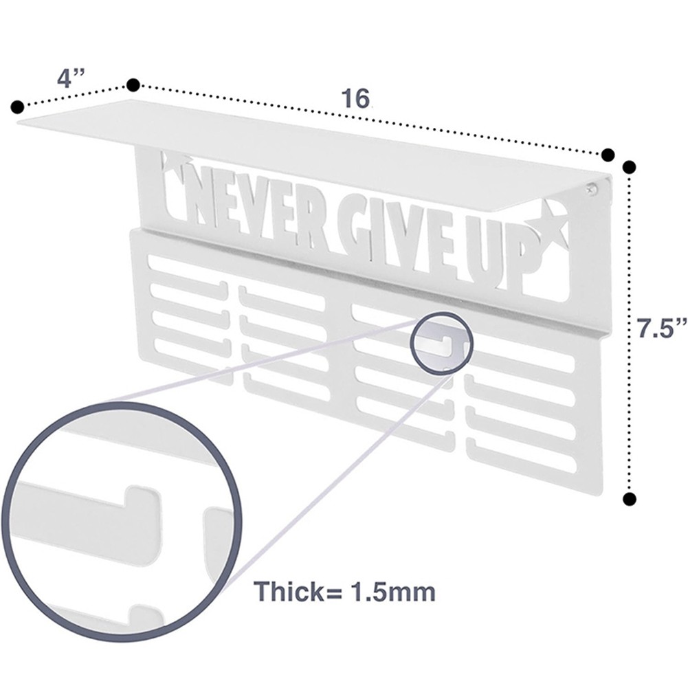 White Medal Hanger Display With Shelf - Easy Install Metal Award Rack ...