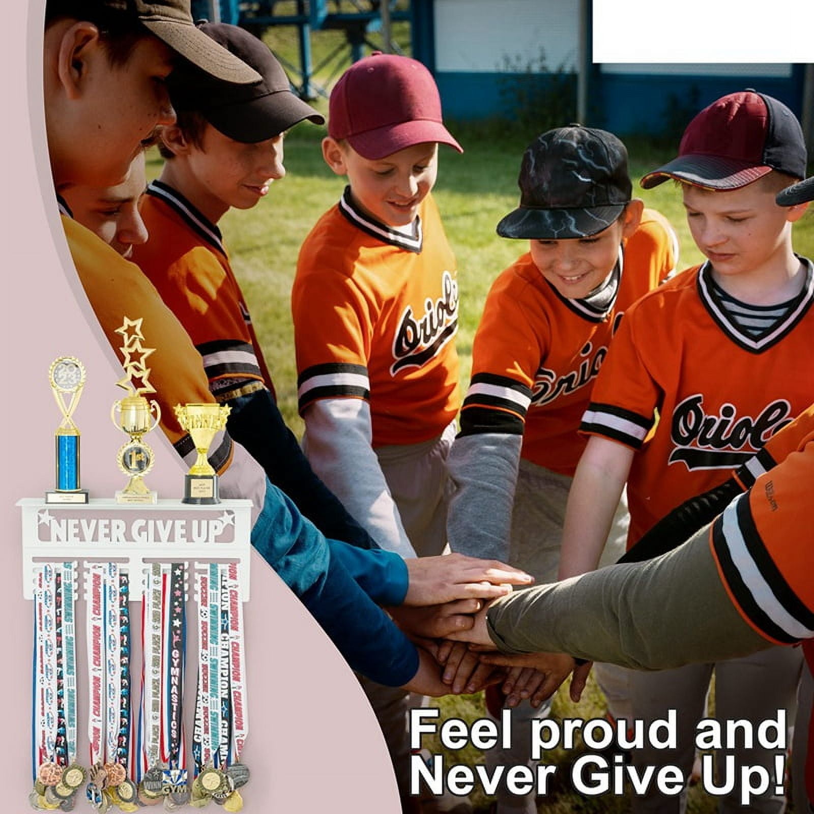 White Medal Hanger Display with Shelf - Metal Award Rack Trophy Shelf ...