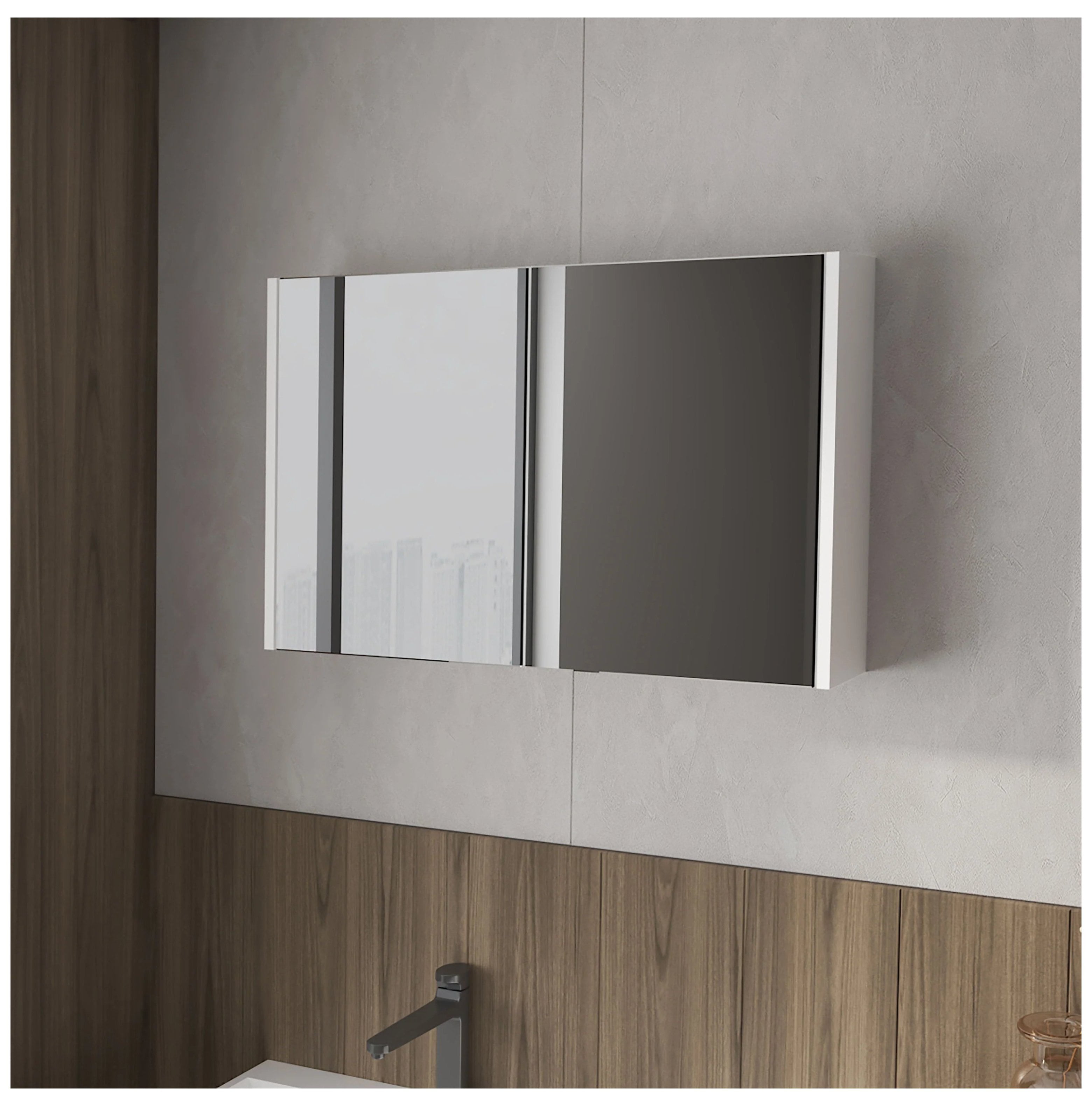 White Medicine Cabinet with Included Mirrors and 2 Doors White + 2 + 3 ...