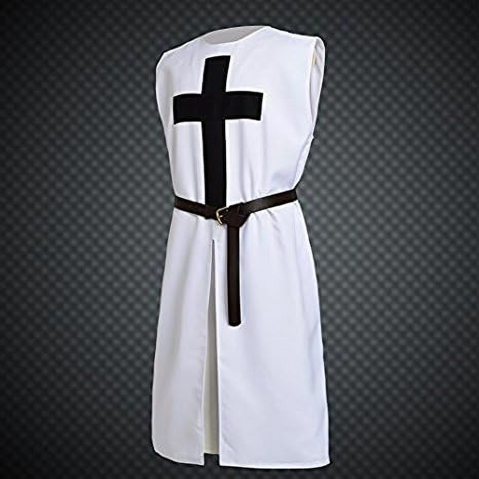 White Medieval Crusader Knight Tunic Costume with Belt Rustic Vintage ...