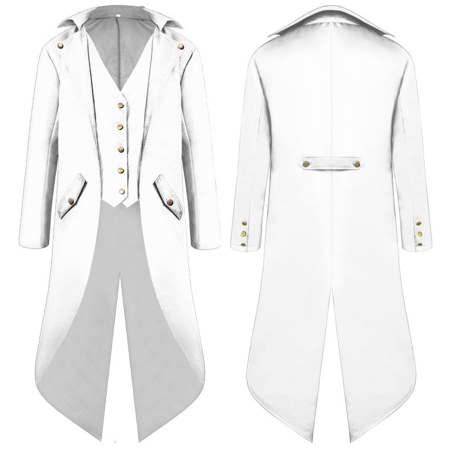 White Medieval Vintage Steampunk Gothic Jacket Men Halloween Party ...