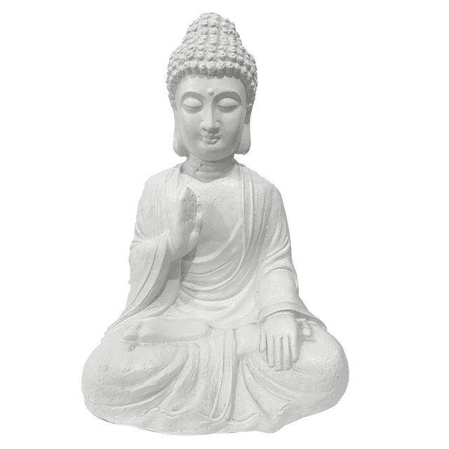 White Meditating Buddha Statute16.5 In Ht Indoor Outdoor Garden Decor ...