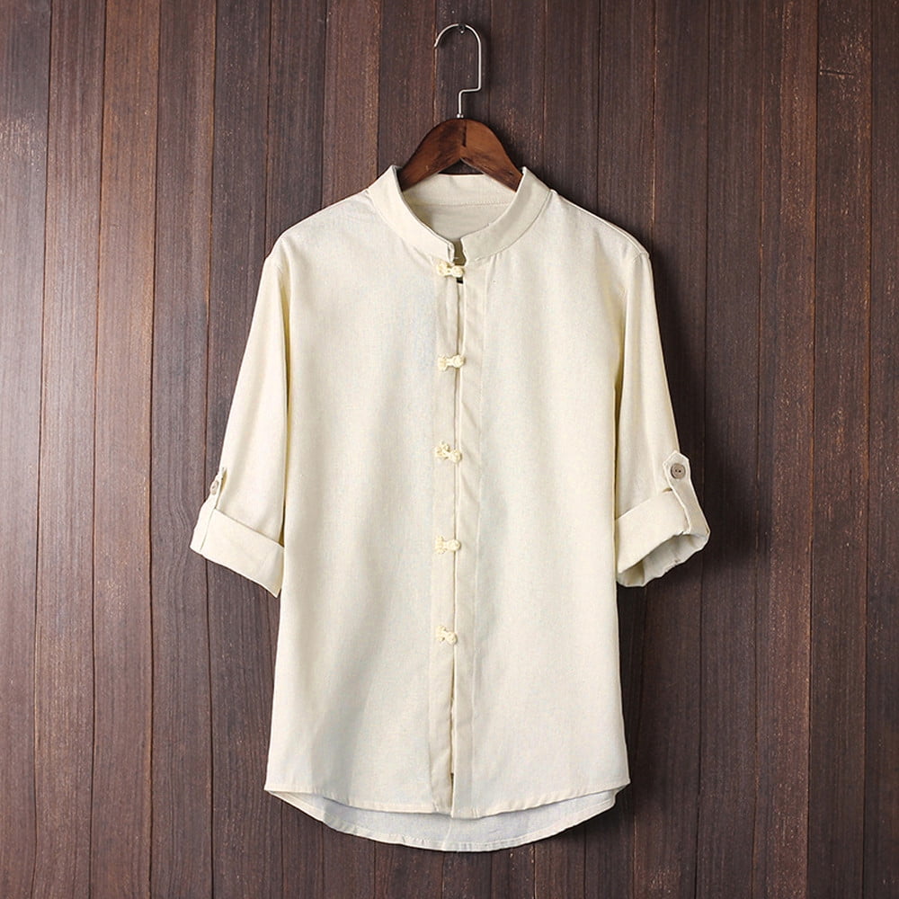 White Men'S Dress Shirts Men Classic Chinese Style Kung Fu Shirt Tops ...