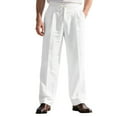 White for Mens Fall Summer Faux Linen Beach Brunch Hawaiian Pleated ...