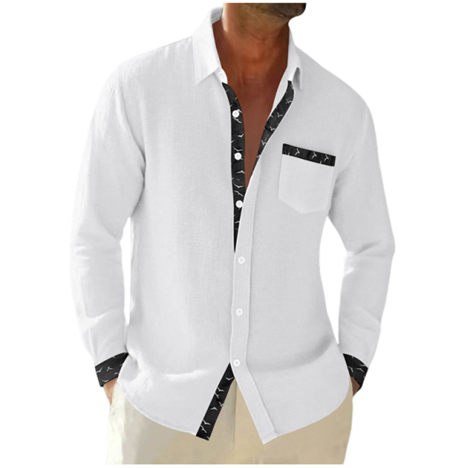 White Mens Long Sleeve Coats for Man Turtleneck Faux Gauze Linen Lounge ...