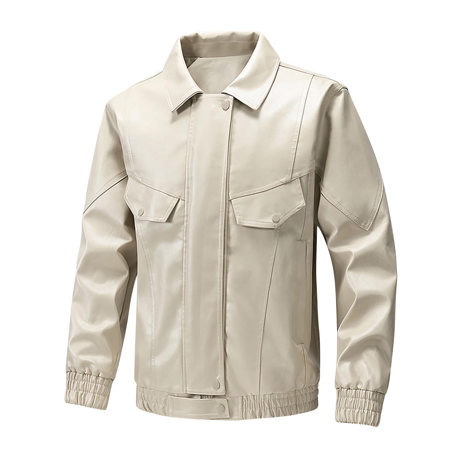 White Mens Long Sleeve Jackets Outfit for Man Collared Neck Brunch ...