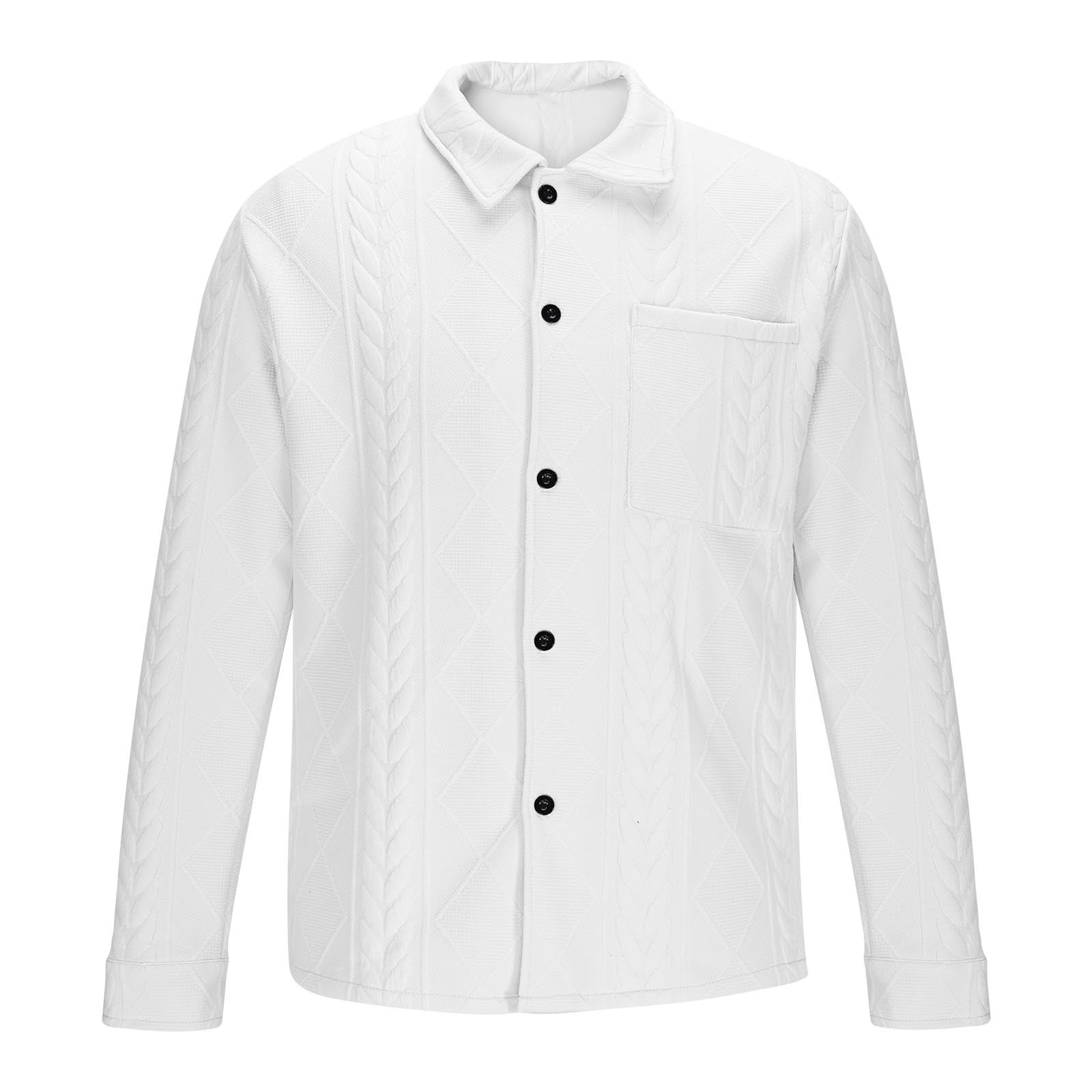 White Mens Loose Fit Jackets Outfits for Mens Long Sleeve Lounge ...