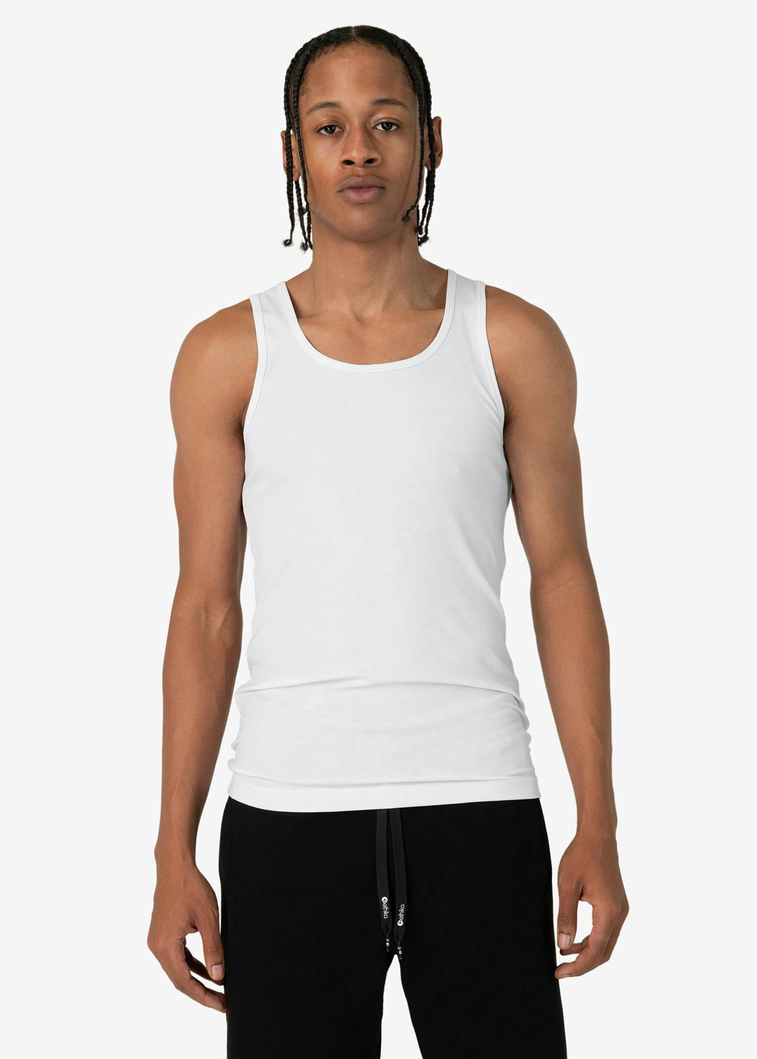 White | Mens Ribbed Tank - Walmart.com