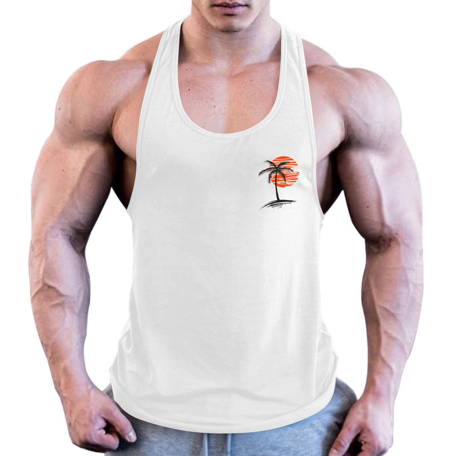 White Mens Sport Gym Beach Brunch Running Vests Slip Vest Tops for Man ...