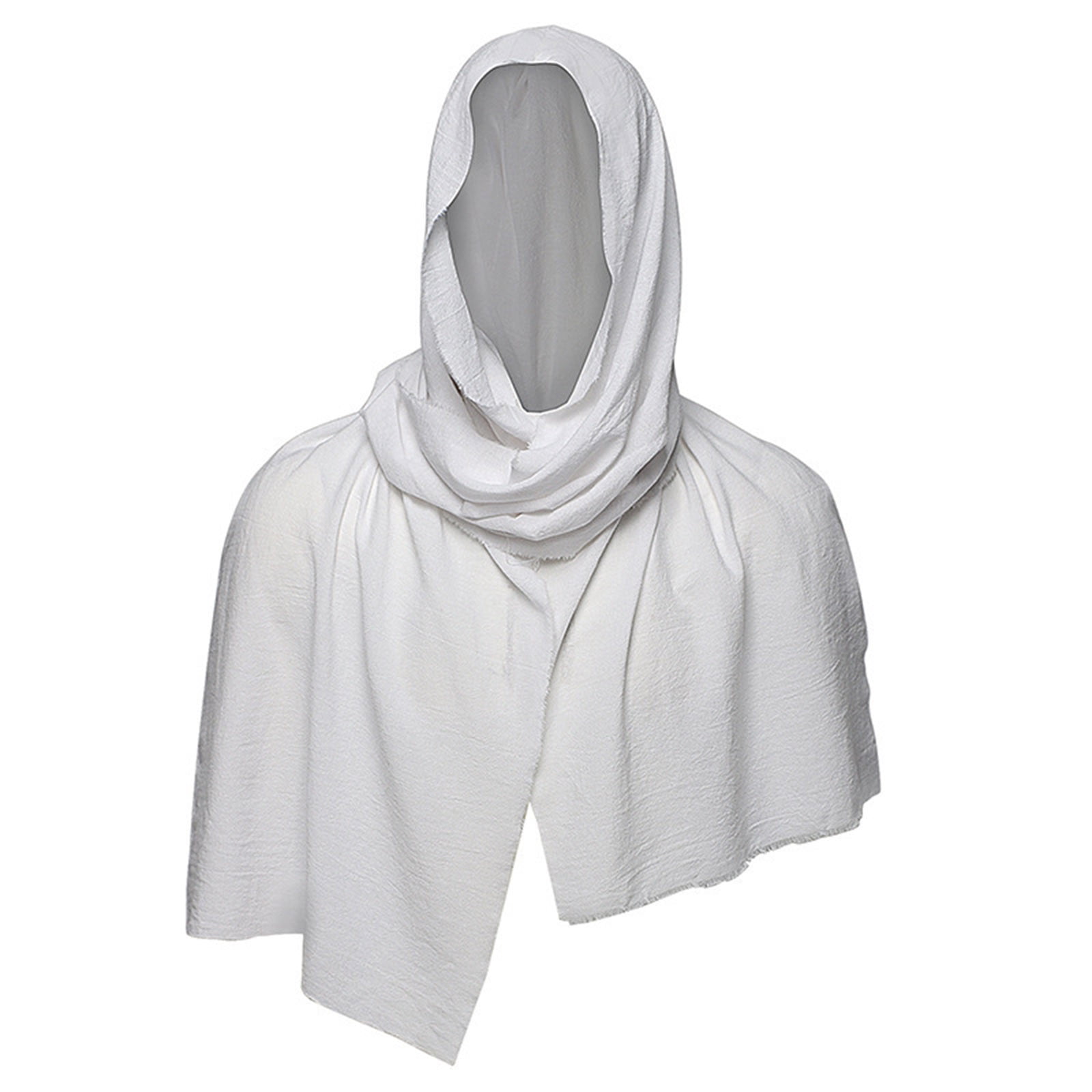 White Mens White Medieval Style Hooded Scarf For Warmth And Sunscreen ...