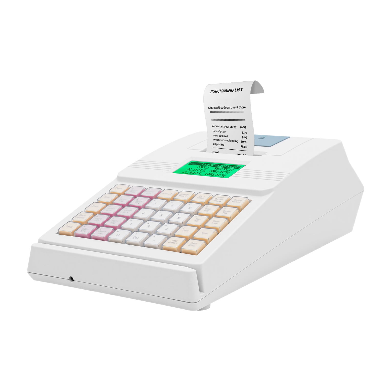 White Menu Based Control System Cash Register for Various Industries 7* ...