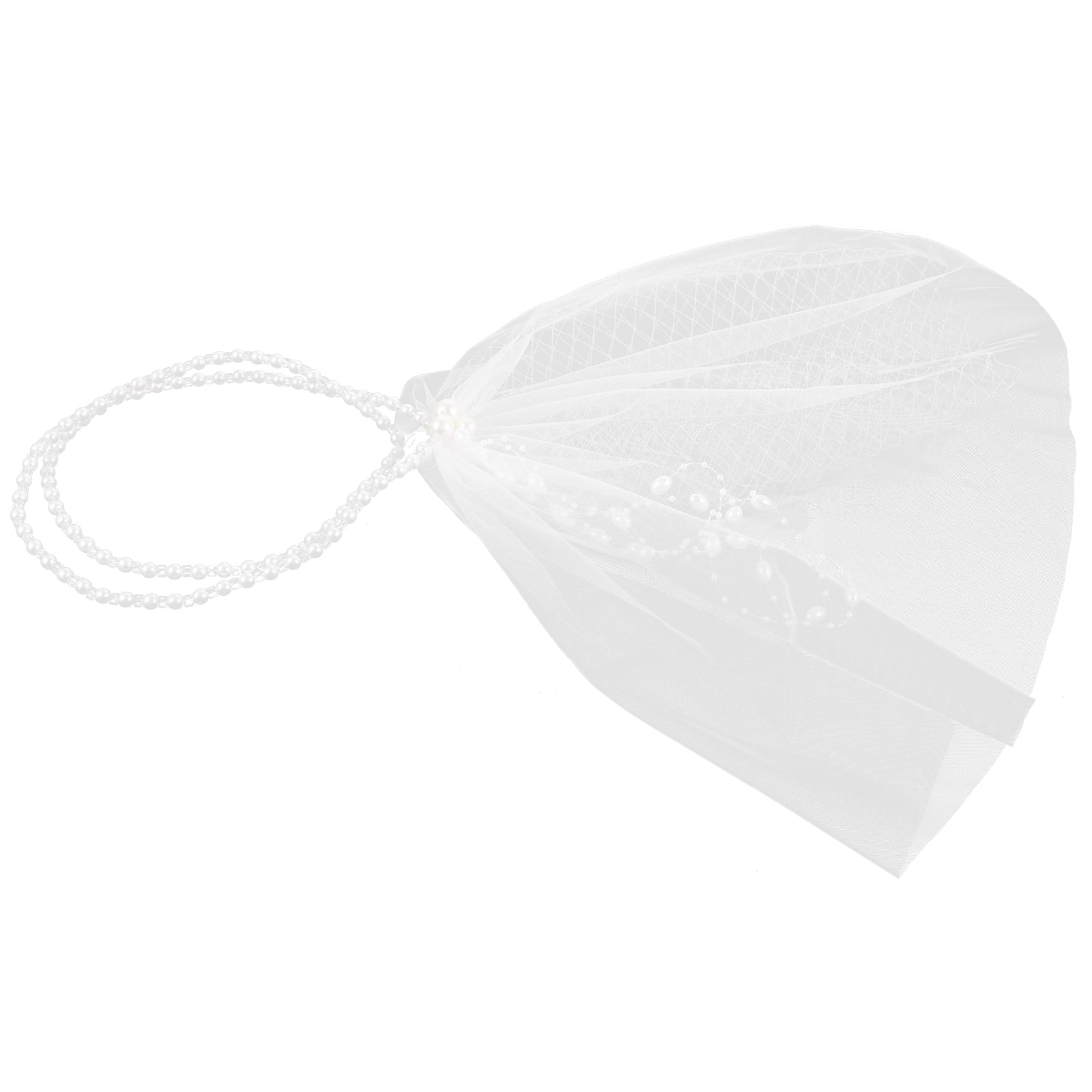 White Mesh Headpiece for Bride Pearl Tiara Bridal Headwear Veil ...